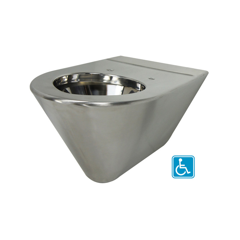 Cuvettes WC inox suspendues, version PMR rallongée - Autosanit.com