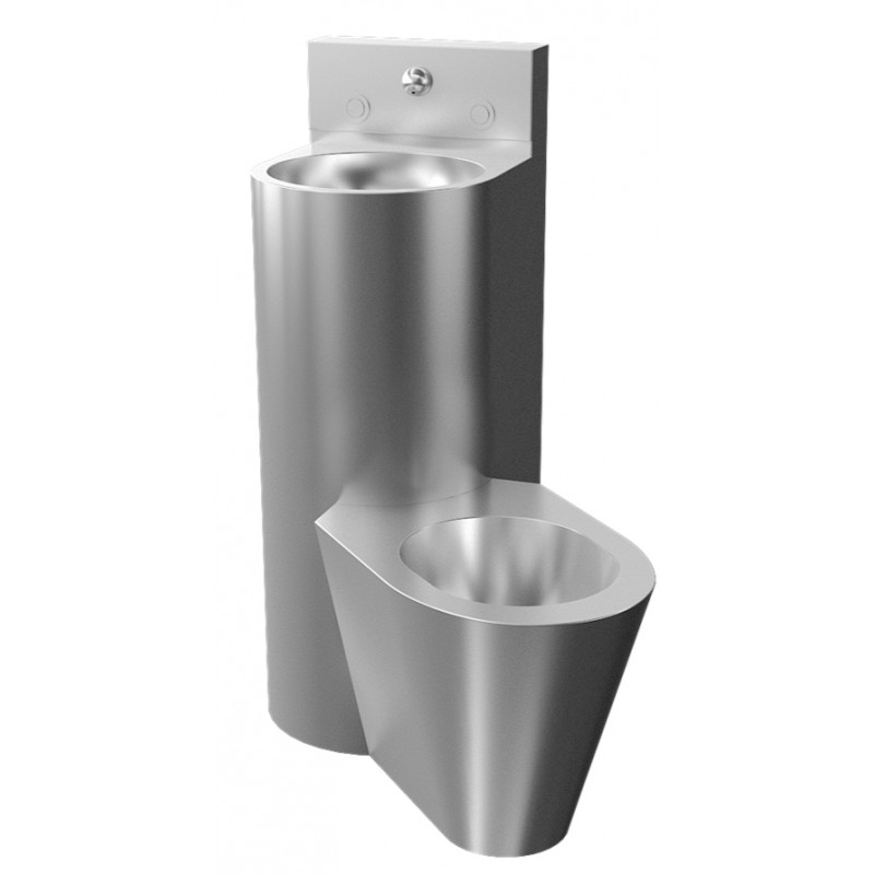 Combi lavabo WC au sol COMBINEO inox fixation en travers cloison ...