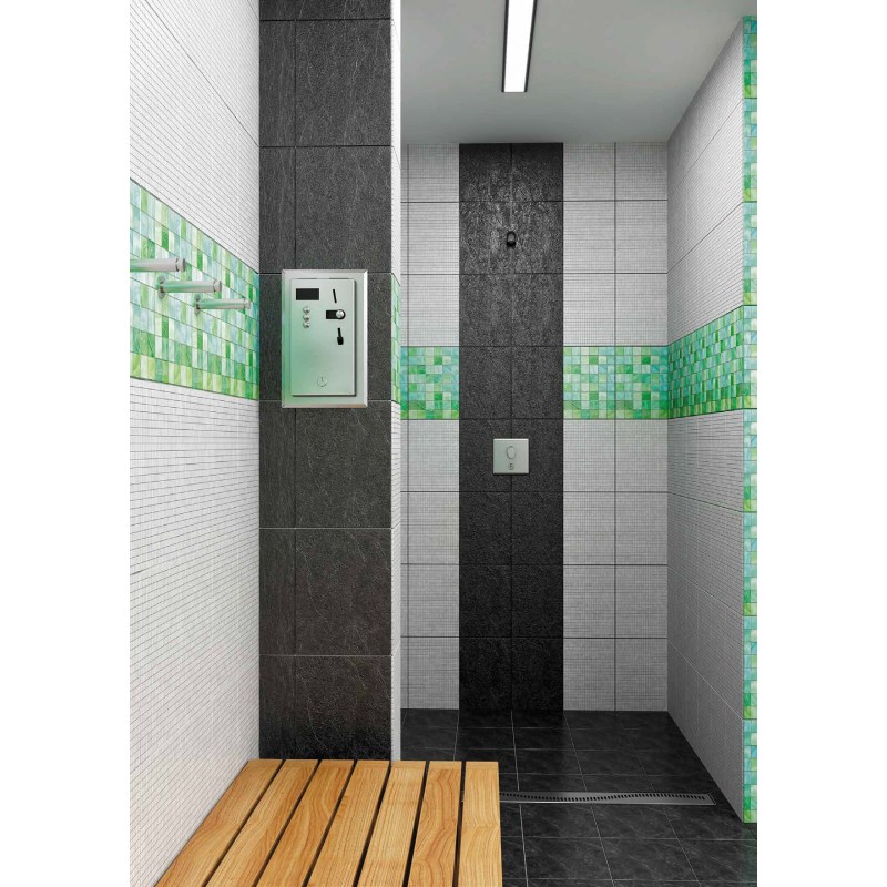 Recessed coin or token operated shower timer for up to 12 showers ...