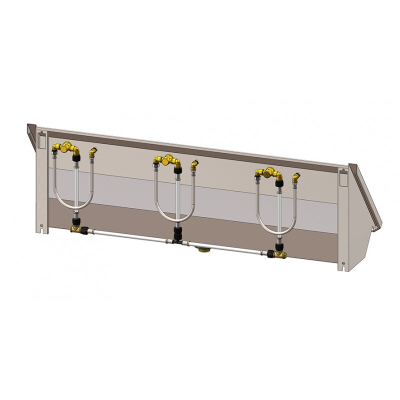 Wall-mounted communal stainless steel urinal with individual flushing ...